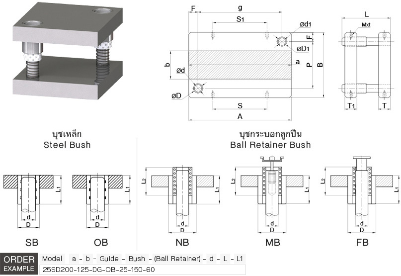 Steel Die Set (SD) 2 guide posts type for metal stamping die